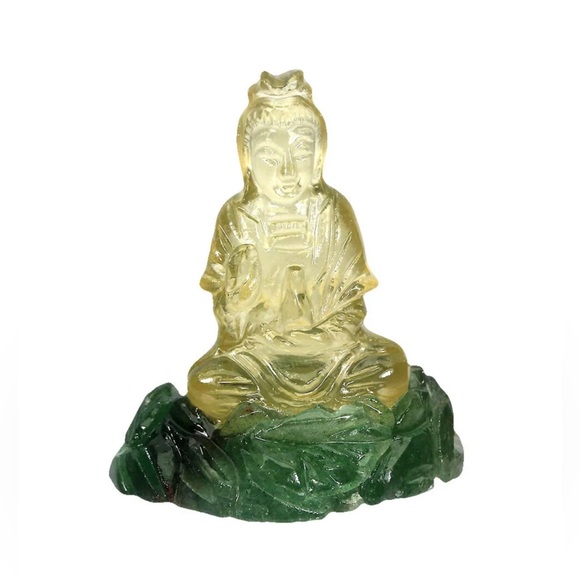 Art | Handmade Guan Yin Carving Natural Vvs 13435ct Yellow Lemon Quartz ...